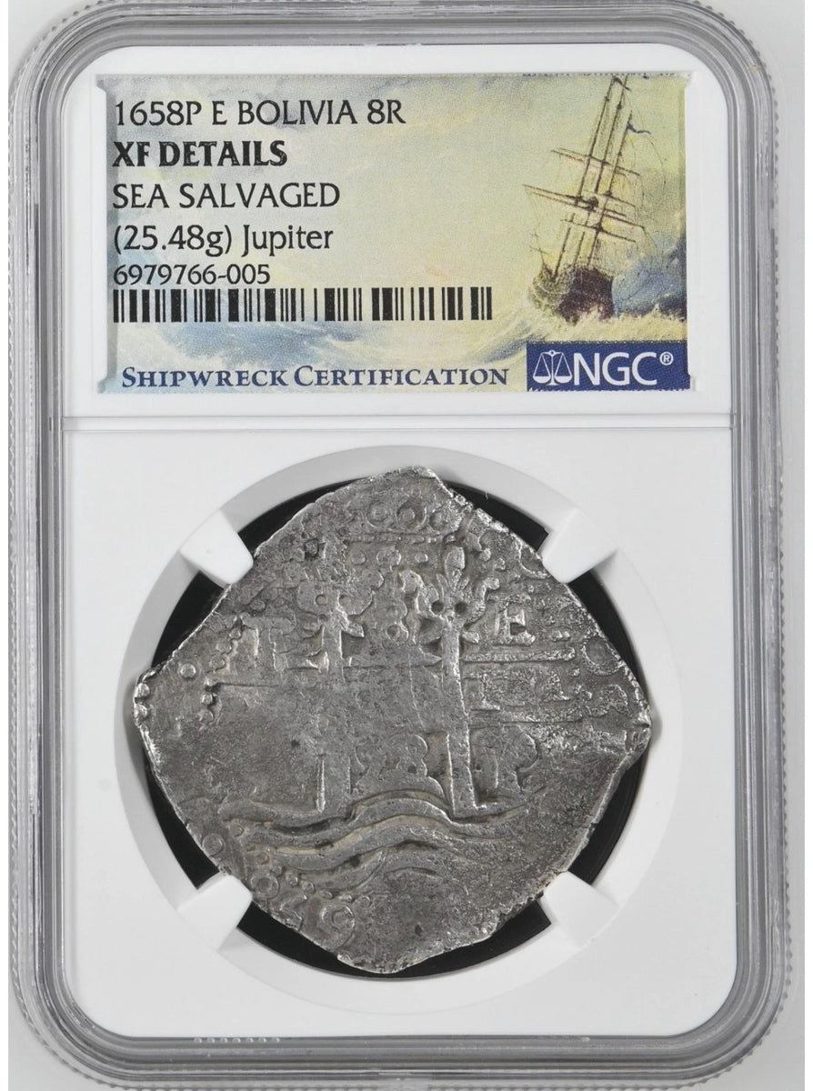 JUPITER SHIPWRECK 8 REALES Bolivia Dated 1658 NGC XF Details ...
