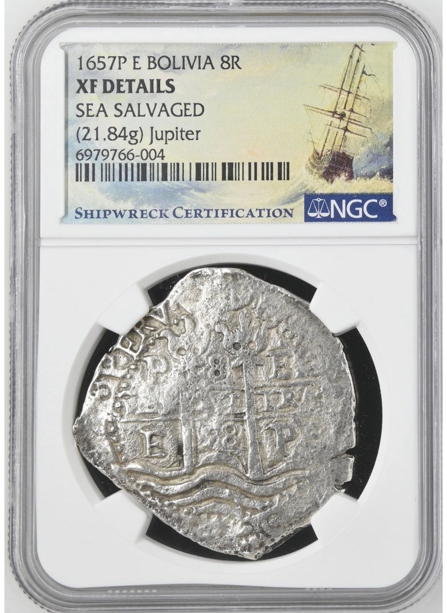 JUPITER SHIPWRECK 8 REALES Bolivia NGC XF Details – Shipwreck Coins