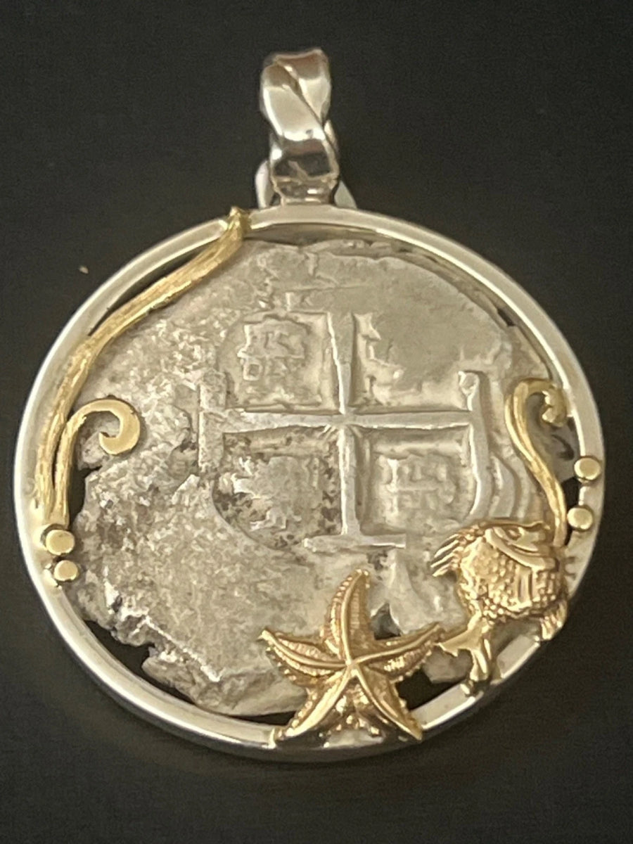 8 REALES Original Land Find Mounted 14k gold/Silver 1741 COB ...