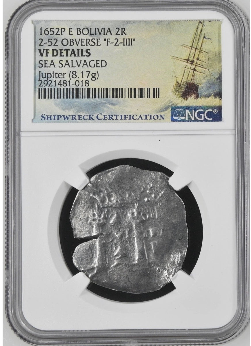 JUPITER SHIPWRECK Bolivia 2 REALES NGC VF Dated 1652 Details ...
